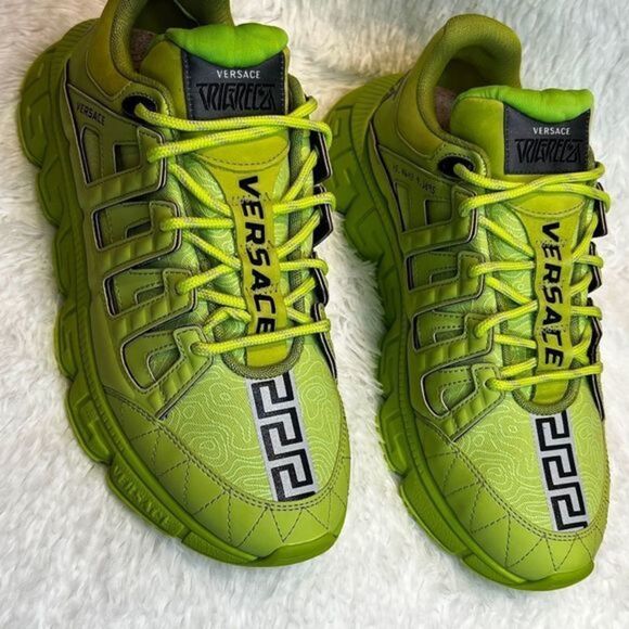 Versace | Shoes | Versacemens Green Trigreca Logo Sneakers Size Eu43 Us ...
